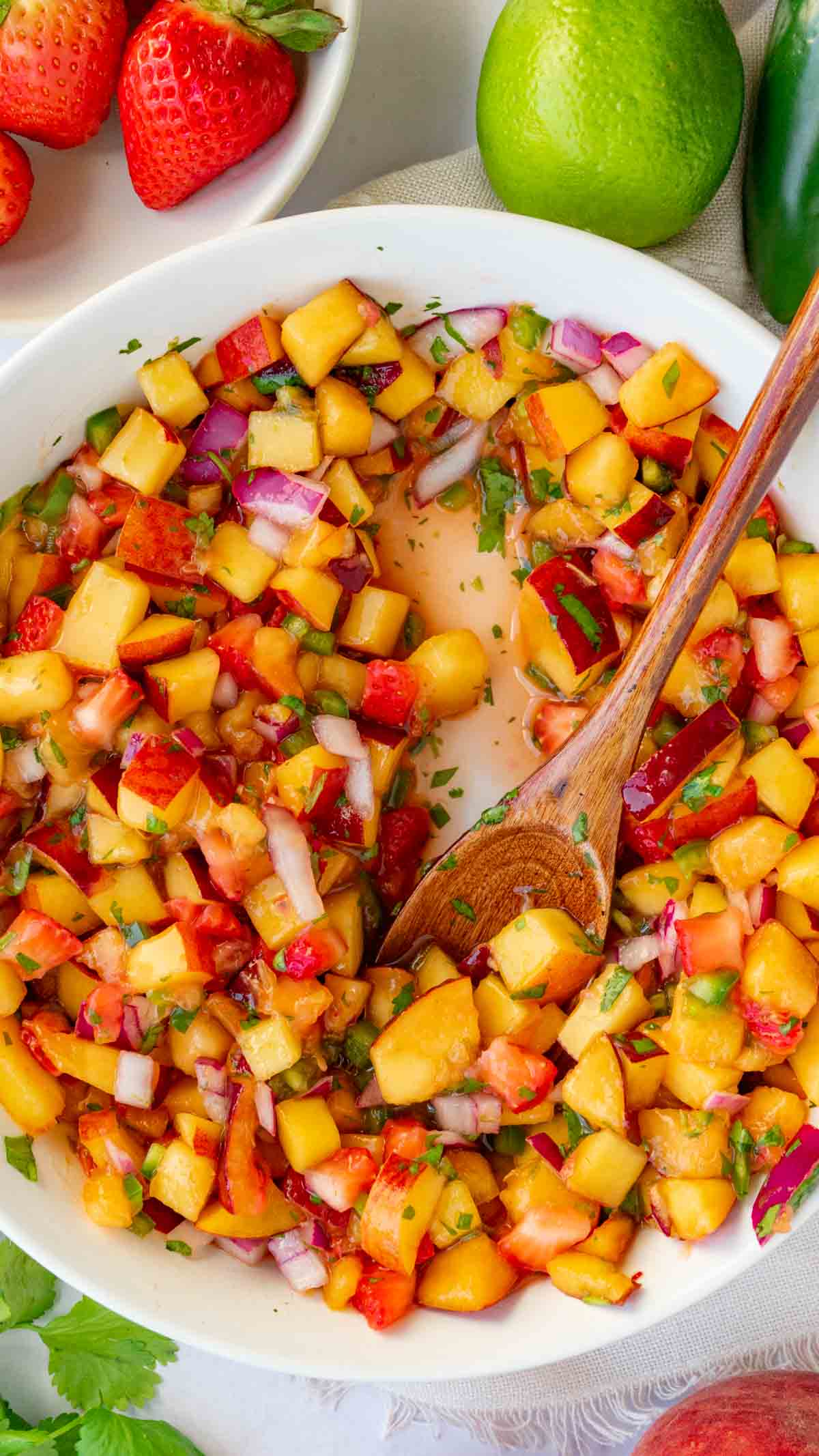 Peach Strawberry Salsa - Cooking Like Kate